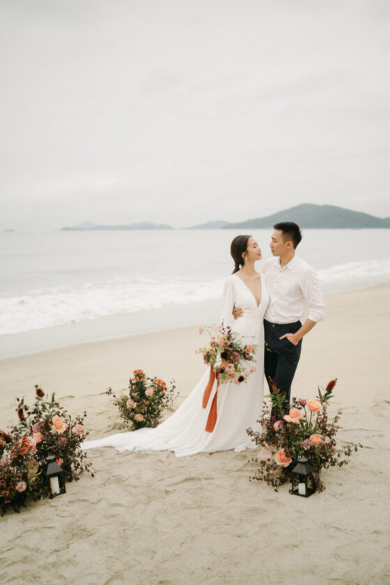 A Romantic Beach Pre-wedding Shoot Taken at Dusk - Bride and Breakfast HK